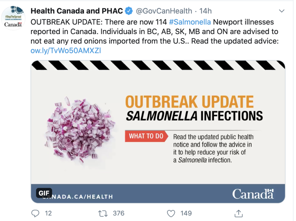Sysco Recalls Red Onions in Salmonella Outbreak